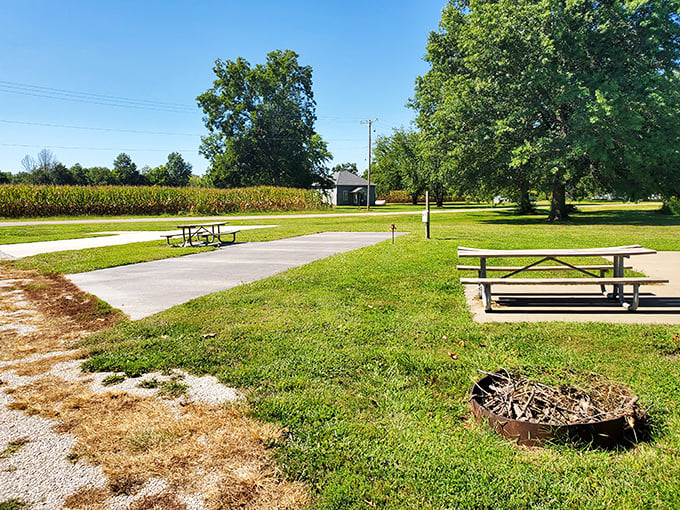 Simple picnic tables invite visitors to lunch in the shadow of avian greatness, where conversations inevitably turn to "So... that's a really big goose, huh?"