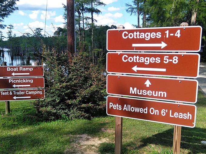 Choose your own adventure: these unassuming signs point to countless memories waiting to be made, from cozy cottages to serene picnic spots.