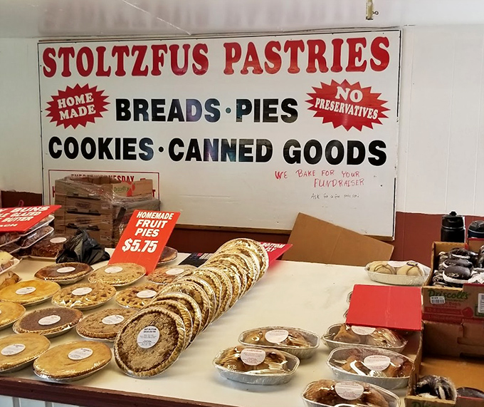 Stoltzfus Pastries: where "no preservatives" isn't a marketing gimmick but a Pennsylvania Dutch promise. Those fruit pies are practically winking at your diet plans.