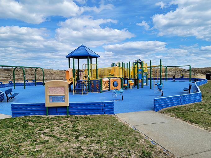 Not just for kids &ndash; this vibrant playground offers little ones a colorful respite when they've temporarily had their fill of sand and surf.