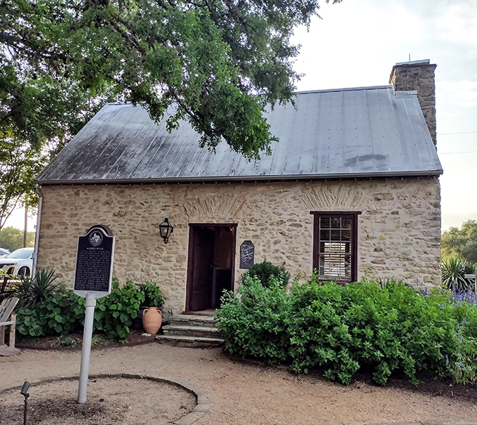 This historic stone building stands as a testament to Round Top's rich past, whispering stories from another century.