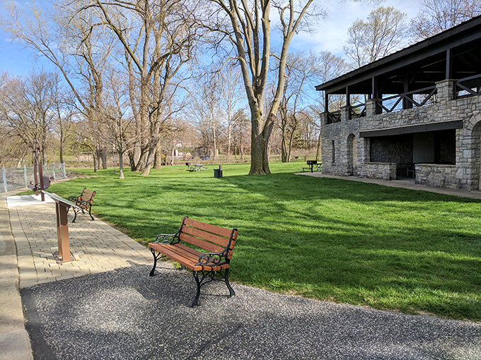 Providence Metropark's stone pavilion looks like where Robin Hood would host a community potluck if he lived in Ohio.
