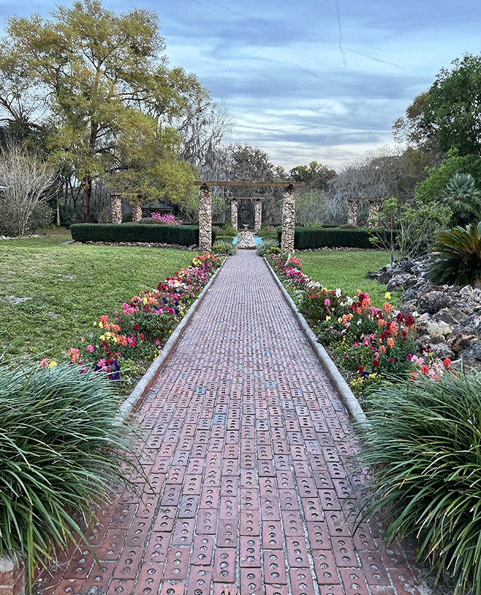 Ravine Gardens State Park's brick pathway leads visitors through a floral wonderland that makes retirement in Florida look like the genius move it truly is.