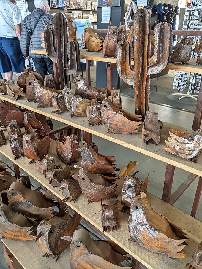 These rustic metal sculptures capture Arizona's desert spirit&mdash;perfect for gardens where real cacti refuse to cooperate.