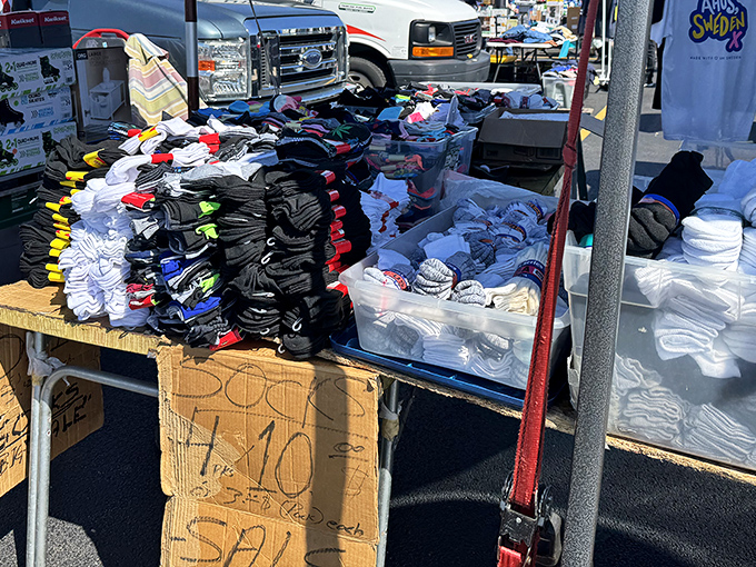 Sock vendors offer the perfect combination of practical and whimsical—because adulting means buying necessities, but nobody said they couldn't come in neon colors.