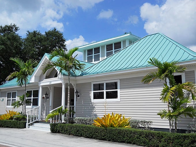 This classic Florida home with its aqua metal roof and pristine landscaping embodies Stuart's architectural character&mdash;coastal charm without the McMansion excess.