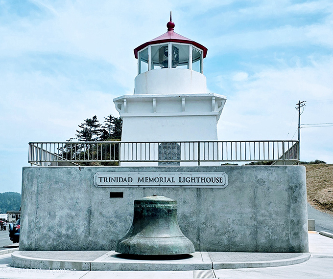 The Trinidad Memorial Lighthouse stands sentinel over the bay, a maritime guardian that's equal parts functional landmark and perfect selfie backdrop. 