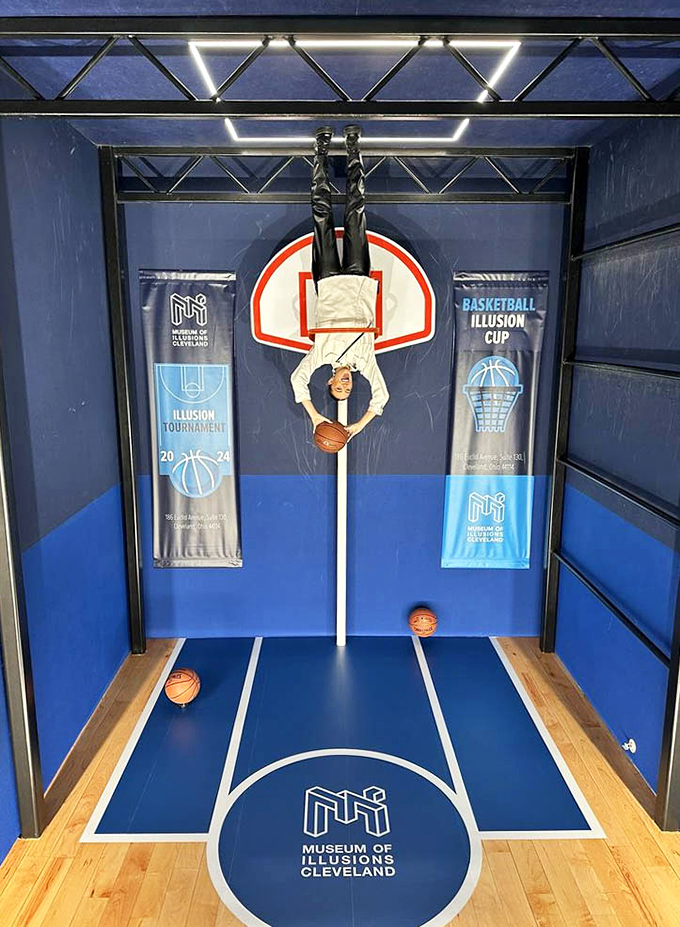 Defying gravity or defying logic? This basketball illusion turns the laws of physics upside-down, literally.