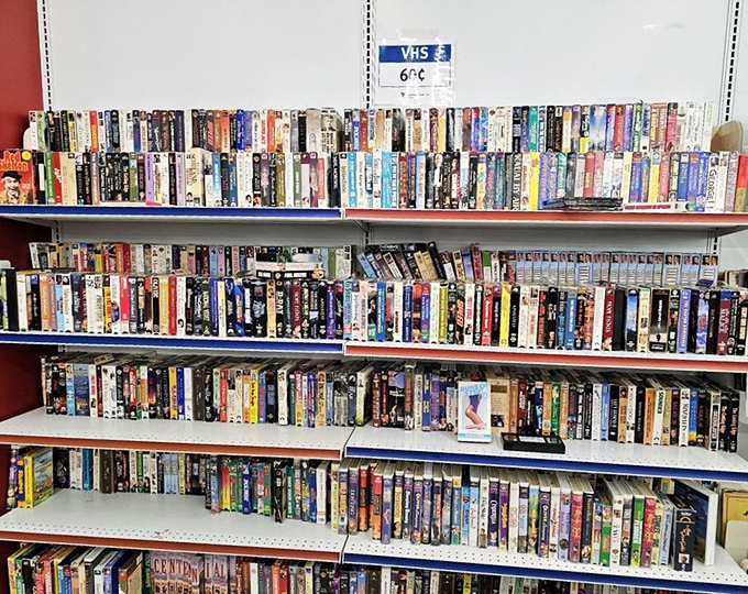 Remember when "be kind, rewind" wasn't just a suggestion? This VHS collection is a time capsule of movie nights past.