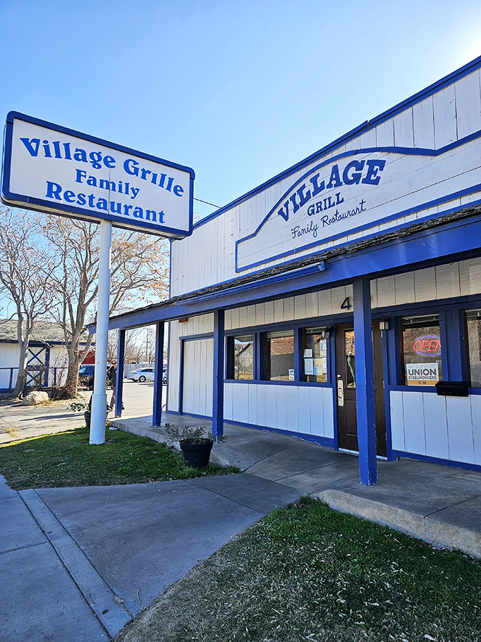 Village Grill serves up comfort food classics in a blue-and-white time capsule where the coffee's always hot and the welcome's always warm.