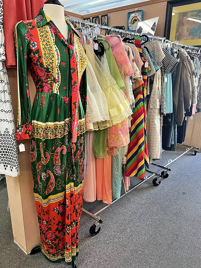 These aren't just clothes; they're wearable history. That green and red floral dress has stories to tell that your fast-fashion finds never could.