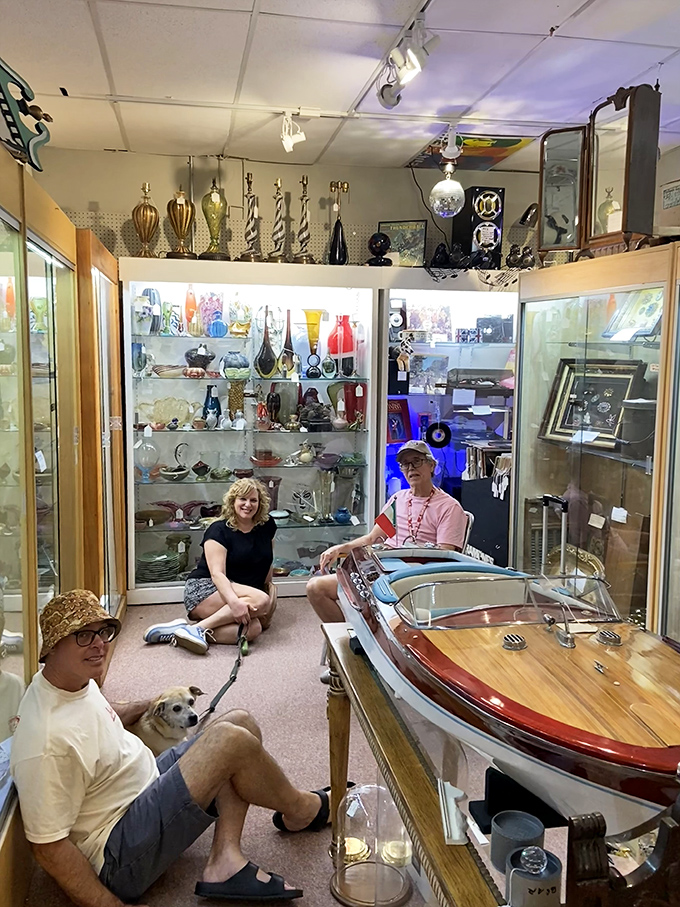 Books, lamps, and vintage treasures create a perfect storm of nostalgia. That mint-green chair isn't just furniture&mdash;it's a time machine.