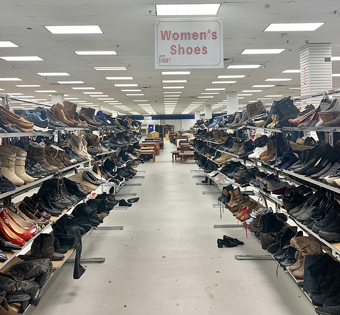 Shoe paradise stretches as far as the eye can see. More footwear options than Imelda Marcos could dream about, all waiting for their Cinderella moment.