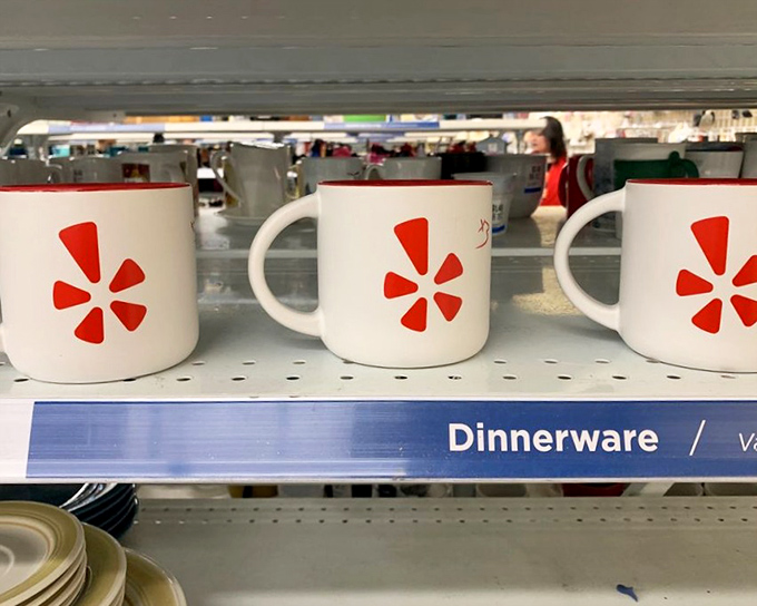 Coffee tastes better when the mug costs less than the beans. These cheerful red starburst mugs are waiting to brighten someone's morning ritual.