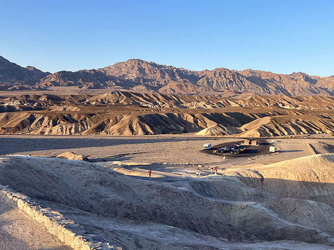 At Zabriskie Point, Mother Nature proves she's the ultimate sculptor, crafting badlands that would make Gaud&iacute; jealous.