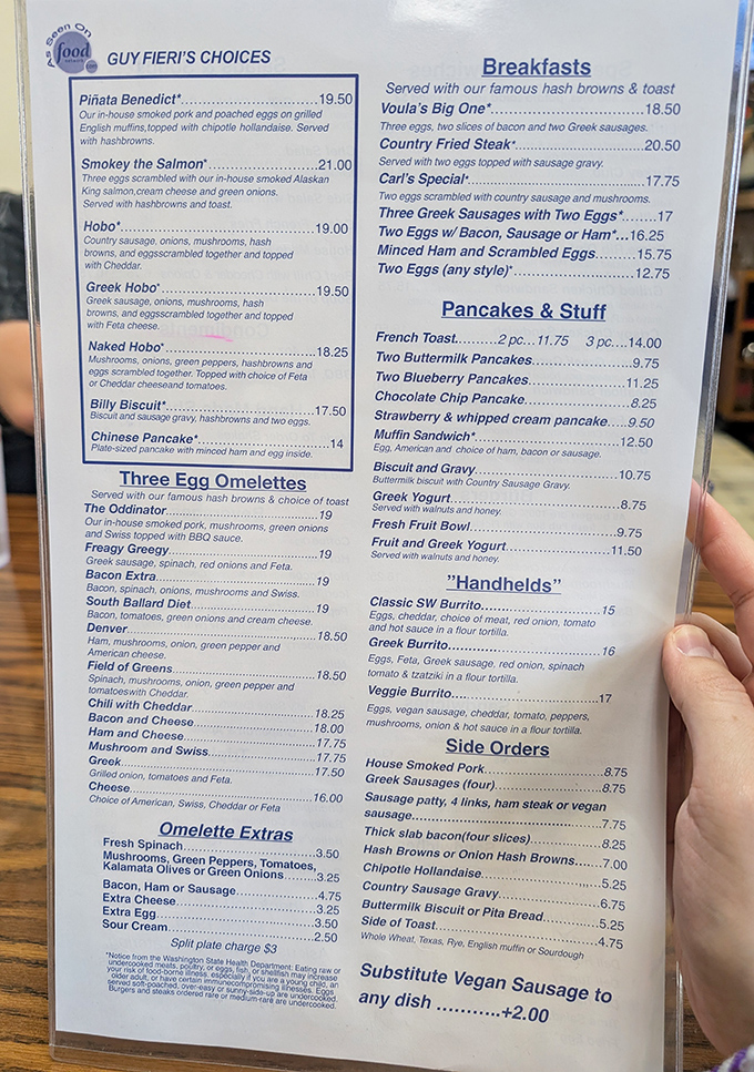 This menu isn't just a list of options&mdash;it's a roadmap to happiness. Note Guy Fieri's stamp of approval in the corner!