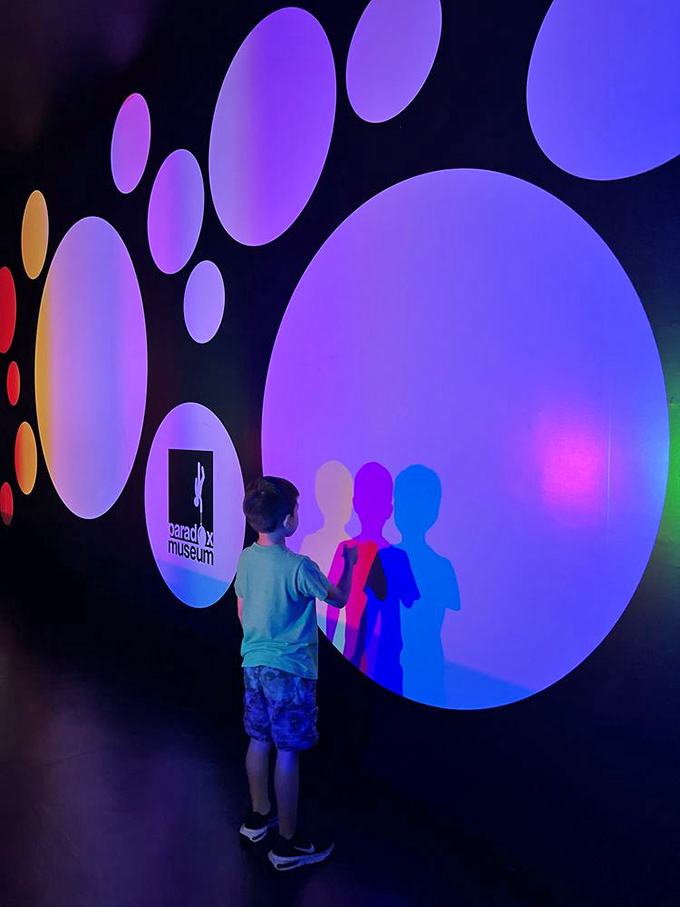This colorful light installation transforms visitors into walking rainbows, creating shadow play that turns even the youngest guests into budding scientists.