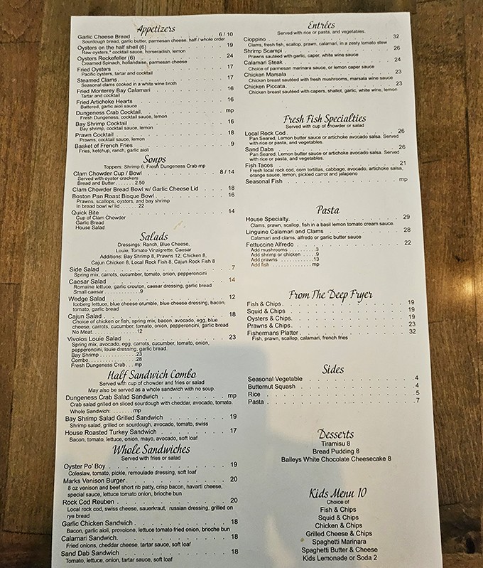 A menu that reads like poetry to seafood lovers. Each line promises another reason to extend your stay in Pacific Grove.
