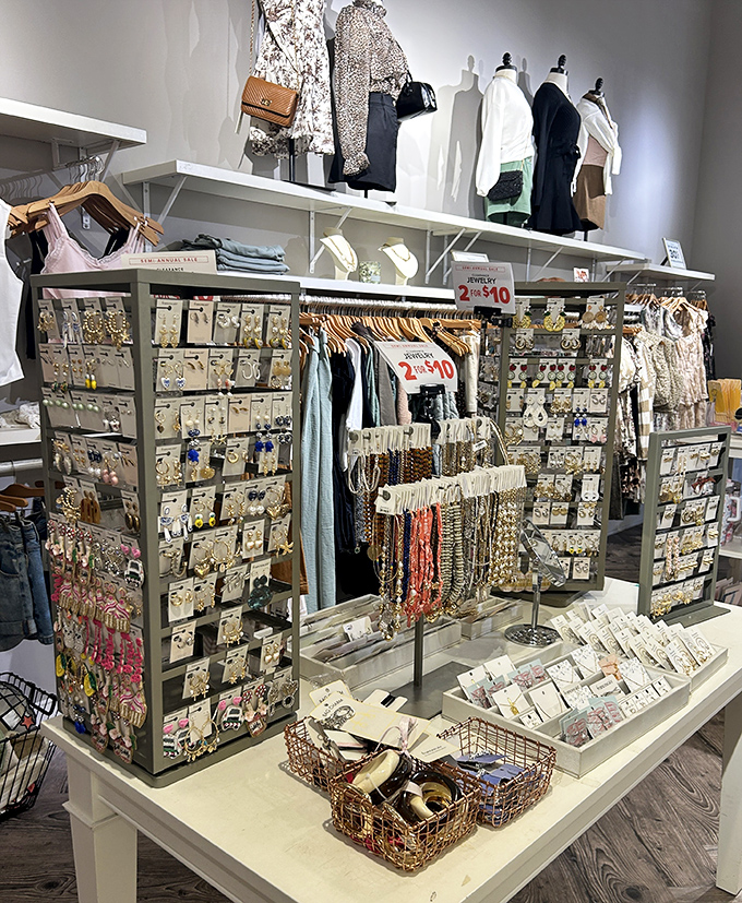 Jewelry and accessories displays that would make even modest spenders suddenly feel fashion-forward and fancy.