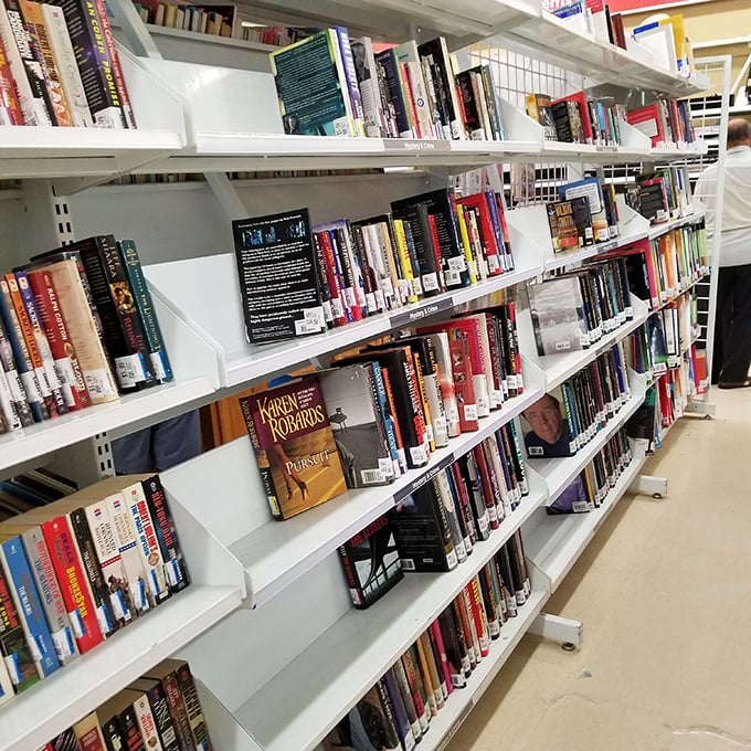 Books upon books—literary treasures waiting for their second chapter with new owners. Spot any titles you've been meaning to read?