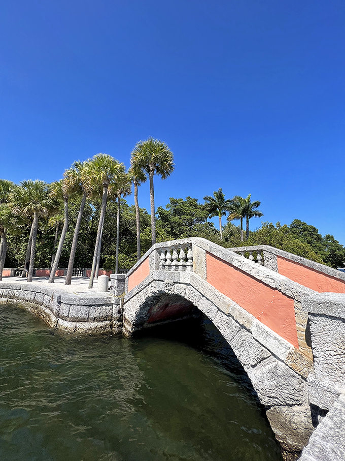 This isn't just any bridge&mdash;it's a coral-stone catwalk where palm trees stand guard over Biscayne Bay's shimmering waters.