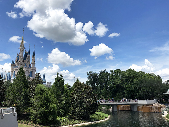 From this tranquil vantage point, the castle commands attention across the lagoon, proving that sometimes the best views come with a little distance.