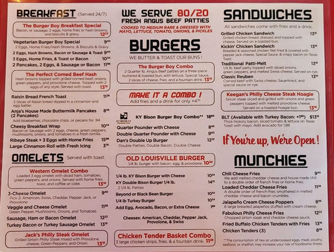 This menu isn't just a list of food&mdash;it's a roadmap to happiness with "We butter & toast our buns" serving as the mission statement we all need.