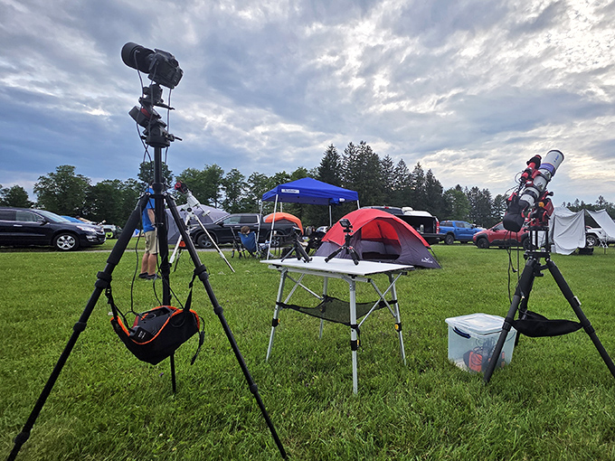 Amateur astronomers setting up camp &ndash; where the tailgating is quiet, the coolers are full, and the main event happens after dark.