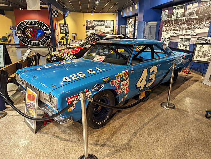 Petty blue never looked so good. Richard "The King" Petty's legendary #43 Plymouth stands guard, still commanding respect decades after its final checkered flag.