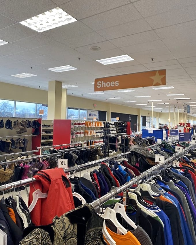 The clothing section is organized with military precision. Finding your size is less "needle in a haystack" and more "fish in a well-stocked pond."