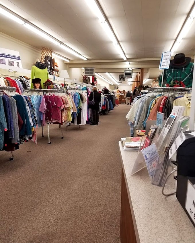 The clothing section: where fashion dreams don't require a platinum credit card, just a good eye and the patience to hunt for hidden gems.