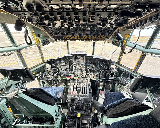 More buttons than a haberdashery! This vintage cockpit reveals the analog world pilots navigated before touchscreens made everything too easy.