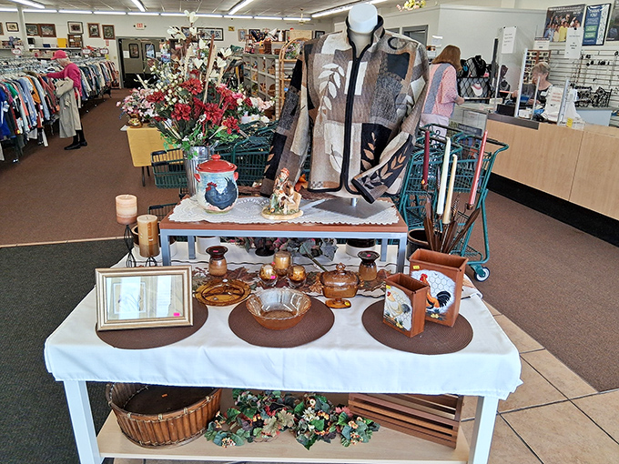 Curated displays showcase the store's finest offerings, turning yesterday's discards into today's must-haves with thoughtful arrangement and presentation.