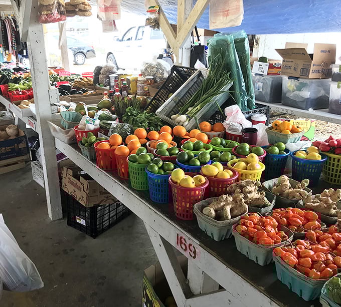 Nature's bounty meets bargain hunter's paradise&mdash;vibrant produce arranged in rainbow-hued baskets that make even grocery shopping feel like a joyful treasure hunt.