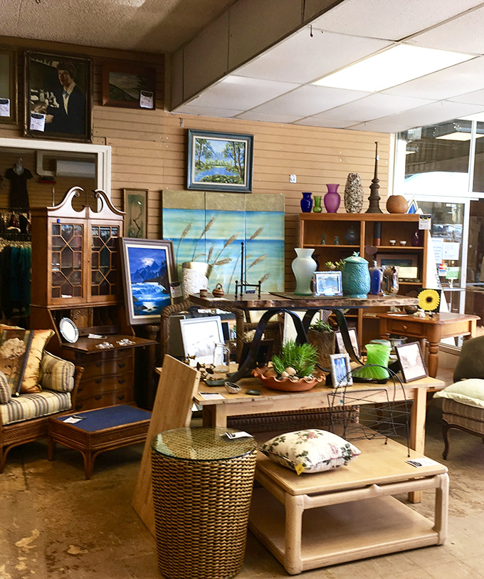 Mid-century meets modern in this carefully curated furniture section. One shopper's castoff becomes another's conversation piece&mdash;that's thrift store magic.