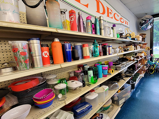 Water bottles and kitchen containers as far as the eye can see. One person's decluttering mission becomes another's organizational revolution.
