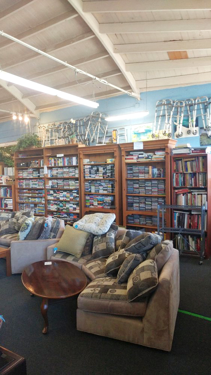A bibliophile's dream come true: floor-to-ceiling shelves packed with literary treasures waiting to be discovered for less than the price of a fancy coffee.