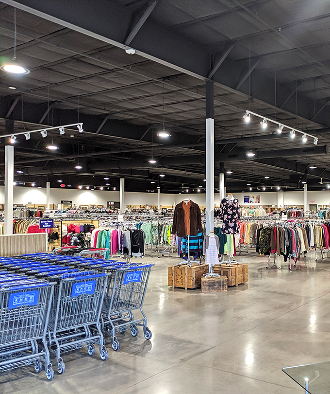 Window shopping takes on new meaning when every item costs less than your morning latte. The storefront display offers a tantalizing preview of treasures inside.