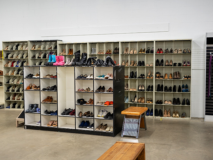 A shoe lover's paradise where every footwear fantasy lives on shelves&mdash;from practical boots to those heels someone bought for "just one special occasion."