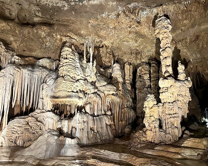 Nature's own cathedral of calcite. These formations look like they were designed by a sculptor with infinite patience and a flair for the dramatic.