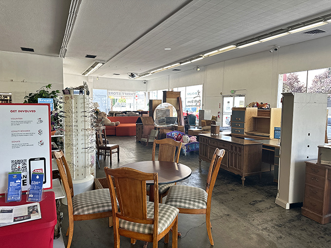 A living room tableau that spans decades of design history&mdash;where mid-century meets country casual in a delightful furniture mosh pit.