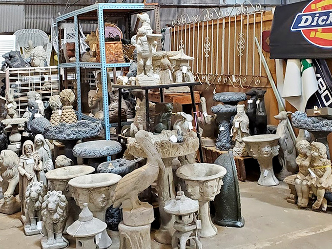 Garden statuary heaven! These stone beauties wait patiently for someone to rescue them from retail purgatory.