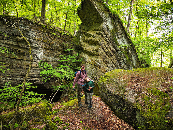 Walking between giants! These towering rock formations make you feel delightfully insignificant, like an extra in Earth's own blockbuster production spanning millions of years.