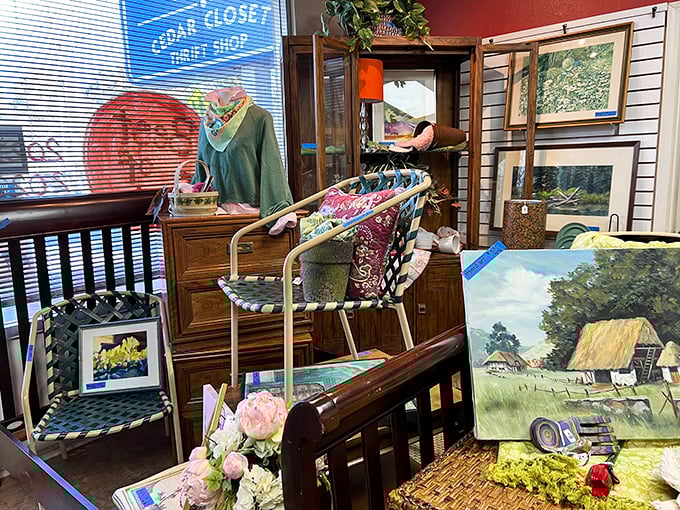 Every corner tells a story&mdash;vintage chairs, framed landscapes, and decorative flourishes create little vignettes of possibility throughout the store.