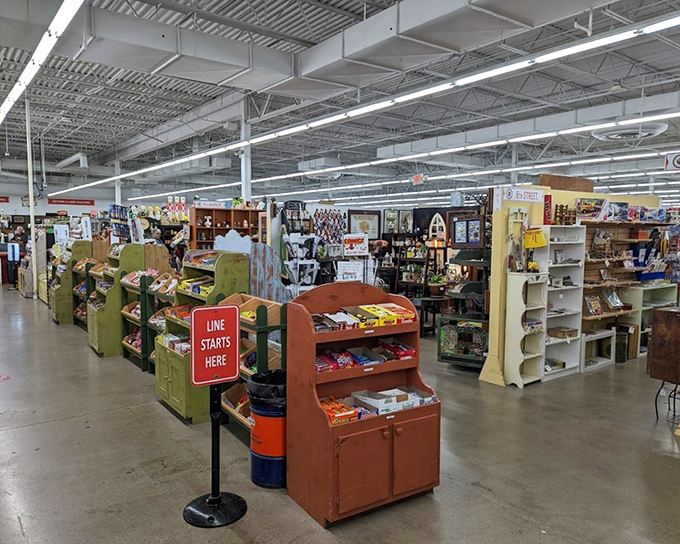 The main thoroughfare of Antiques Village stretches into infinity. Like the Yellow Brick Road for vintage enthusiasts, follow it to find your heart's desire.