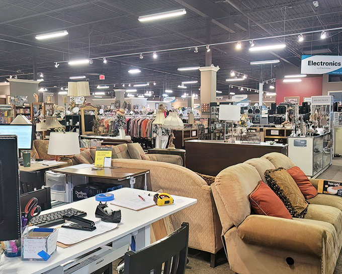 The TARDIS of thrift stores&mdash;somehow bigger on the inside than physics should allow. Clear signage means you won't need a GPS to navigate this treasure trove.