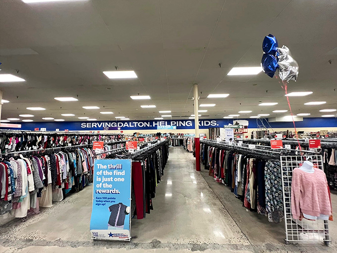 A rainbow coalition of clothing stretches endlessly, where that perfect cardigan from 1987 awaits its triumphant comeback tour.