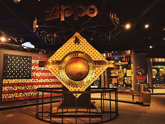 Step inside and the first thing that greets you? An American flag made entirely of Zippo lighters&mdash;patriotism and craftsmanship clicking together in perfect harmony.