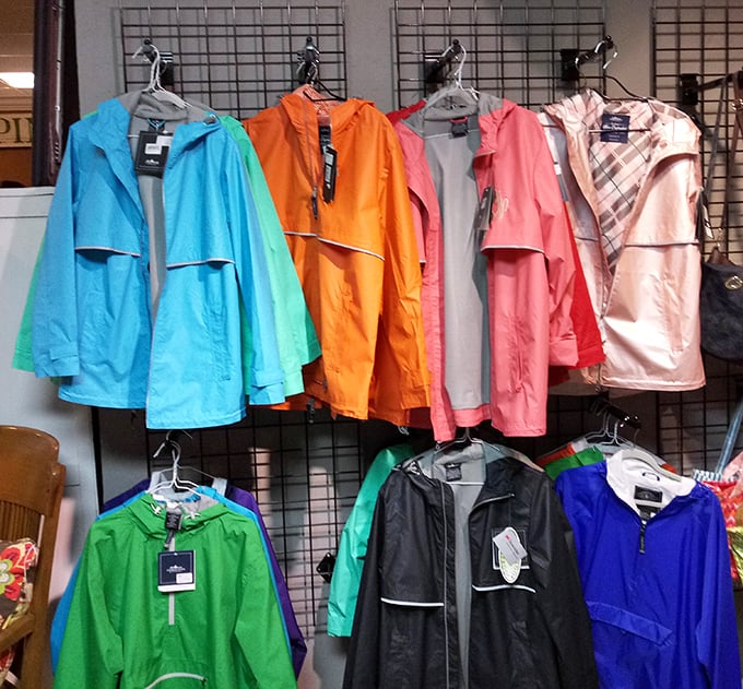 A rainbow of raincoats stands ready for Tennessee's famously fickle weather &ndash; practical finds mingling with vintage treasures in this delightful hodgepodge of old and new.