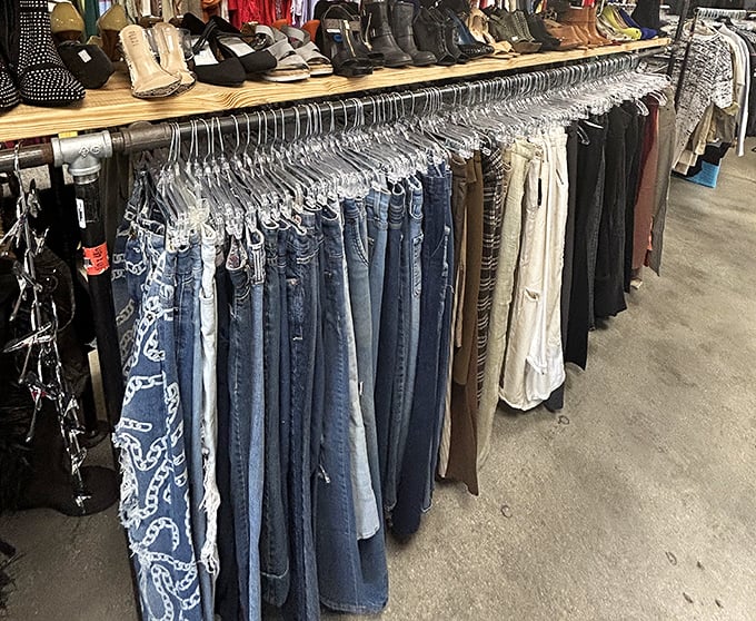 Denim democracy in action&mdash;where designer jeans and everyday brands hang side by side, waiting for their second chance at fashion glory.